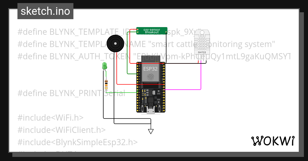 Smart Cattle Monitoring System Wokwi Esp32 Stm32 Arduino Simulator 