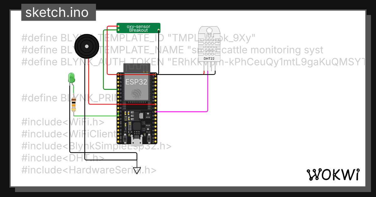 smart cattle monitoring system - Wokwi ESP32, STM32, Arduino Simulator