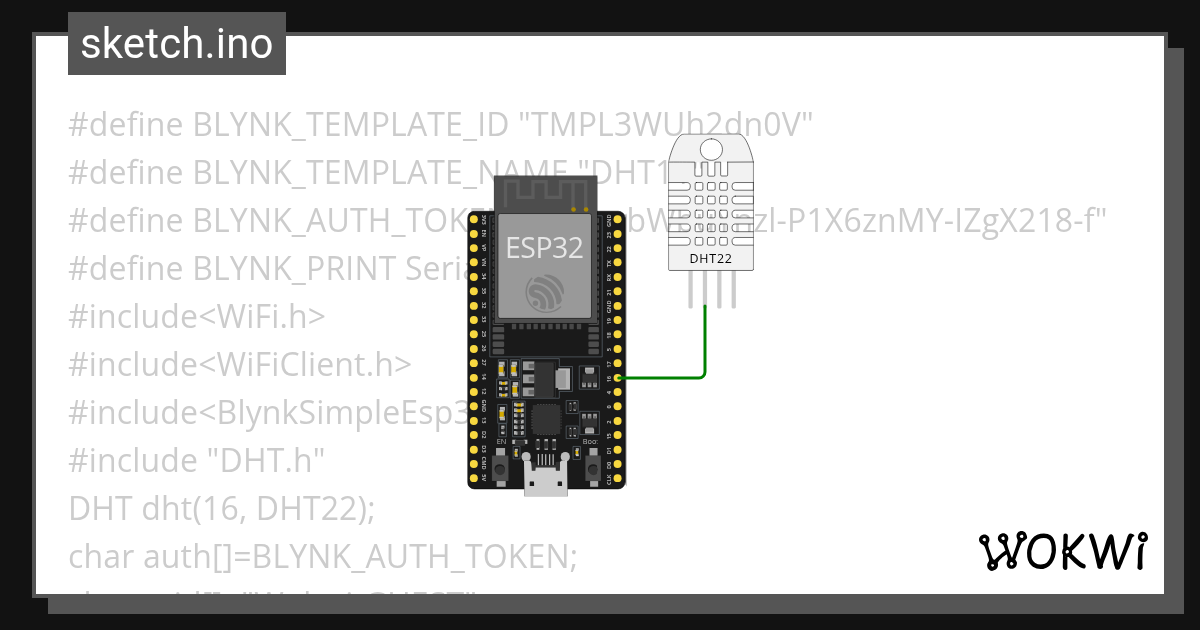 BLYNK DHT11 - Wokwi ESP32, STM32, Arduino Simulator