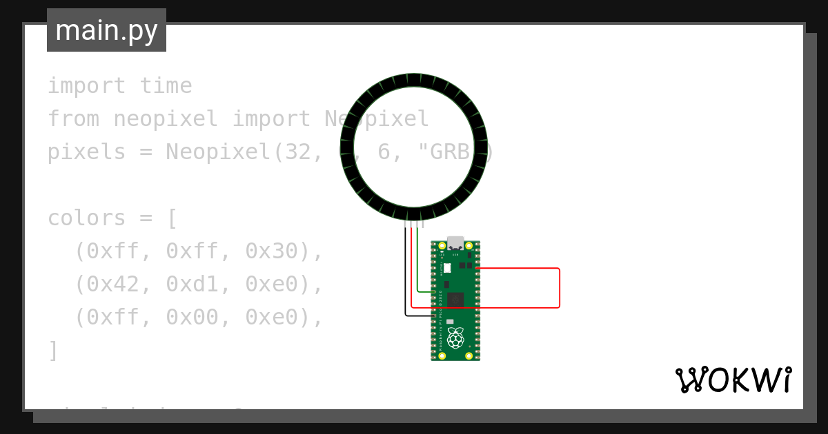 Pi Pico Micropython Neopixels Template Copy Wokwi Esp32 Stm32 Arduino Simulator