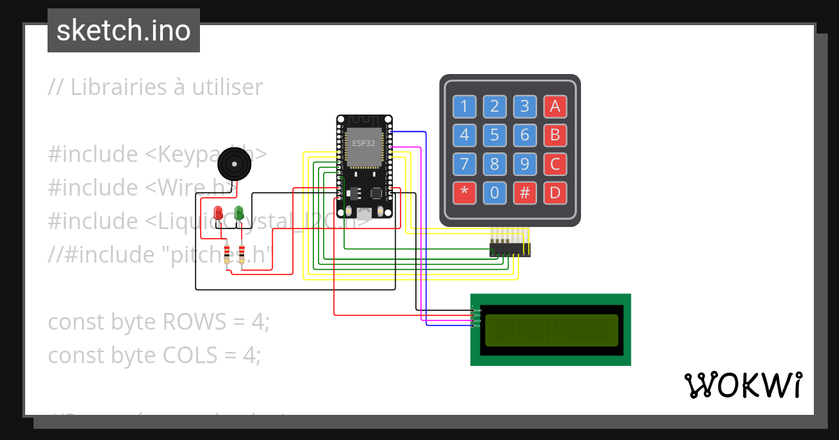 Clavier Alarme - Wokwi ESP32, STM32, Arduino Simulator