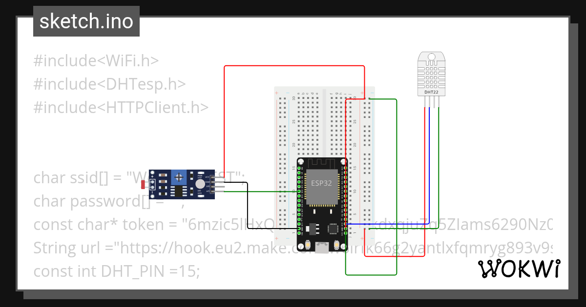 dht22+光敏+line+表單 - Wokwi ESP32, STM32, Arduino Simulator