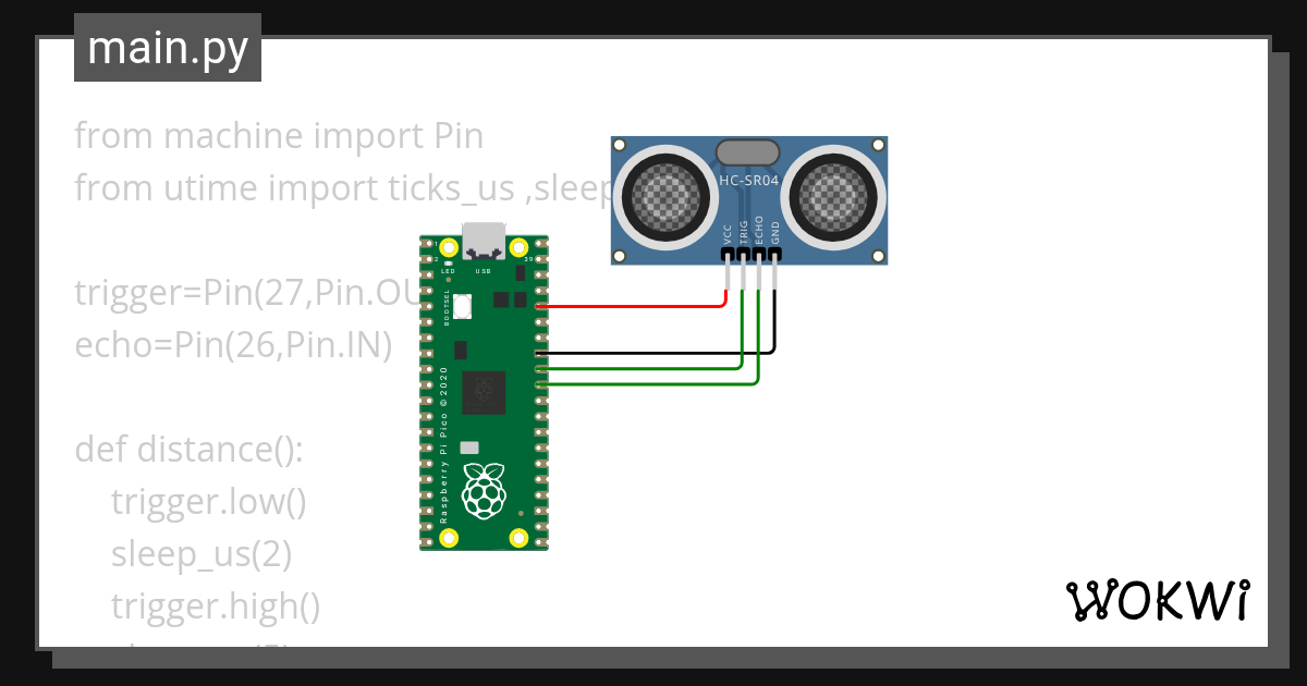 ultrasonic pico - Wokwi ESP32, STM32, Arduino Simulator
