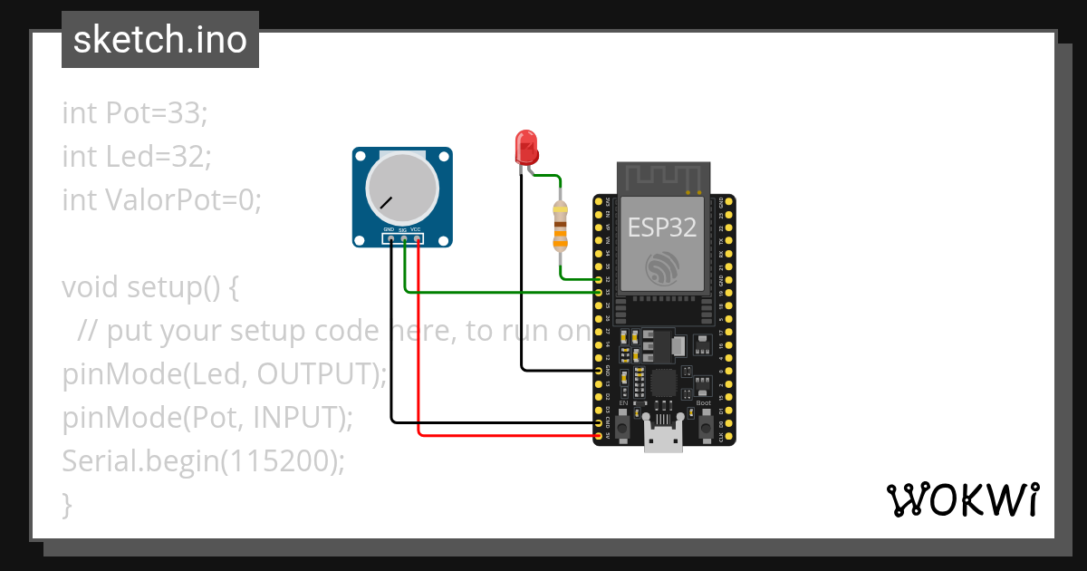 2.2 Sensor Potenciometro - Wokwi ESP32, STM32, Arduino Simulator