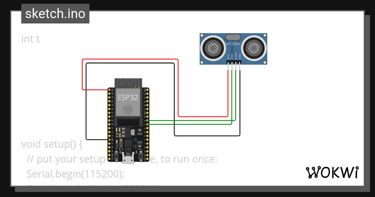Ultrasonic sensor using ESP32 - Wokwi ESP32, STM32, Arduino Simulator