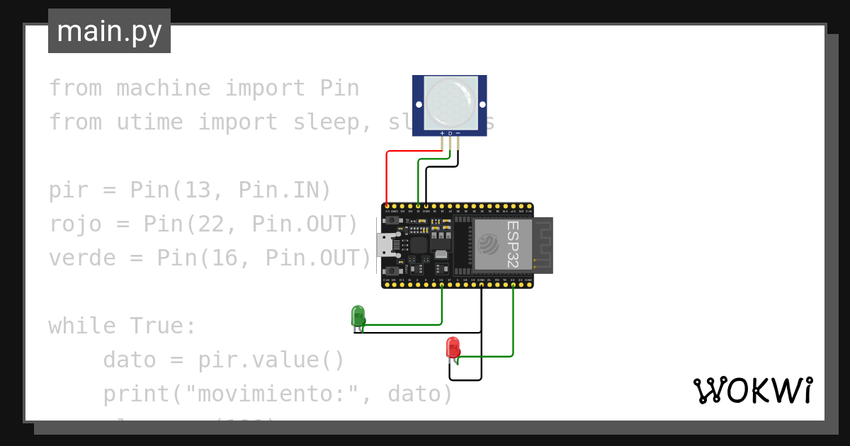 Clase13062024 Sensor De Movimiento Con Leds Wokwi Esp32 Stm32 Arduino Simulator 8629