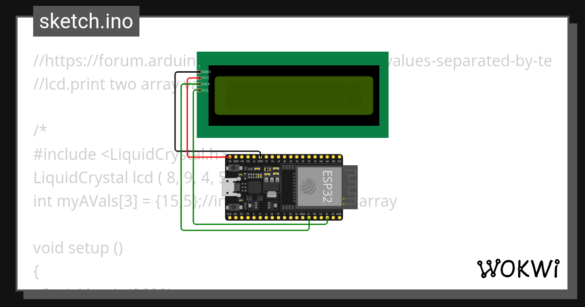 Error Lcdprint Two Array Values Separated By Text Wokwi Esp32 Stm32 Arduino Simulator