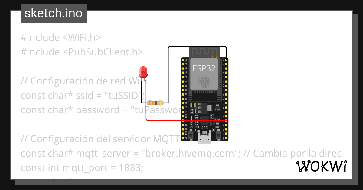 Encendido de Led Pulse Width Modulation - Wokwi ESP32, STM32, Arduino Simulator