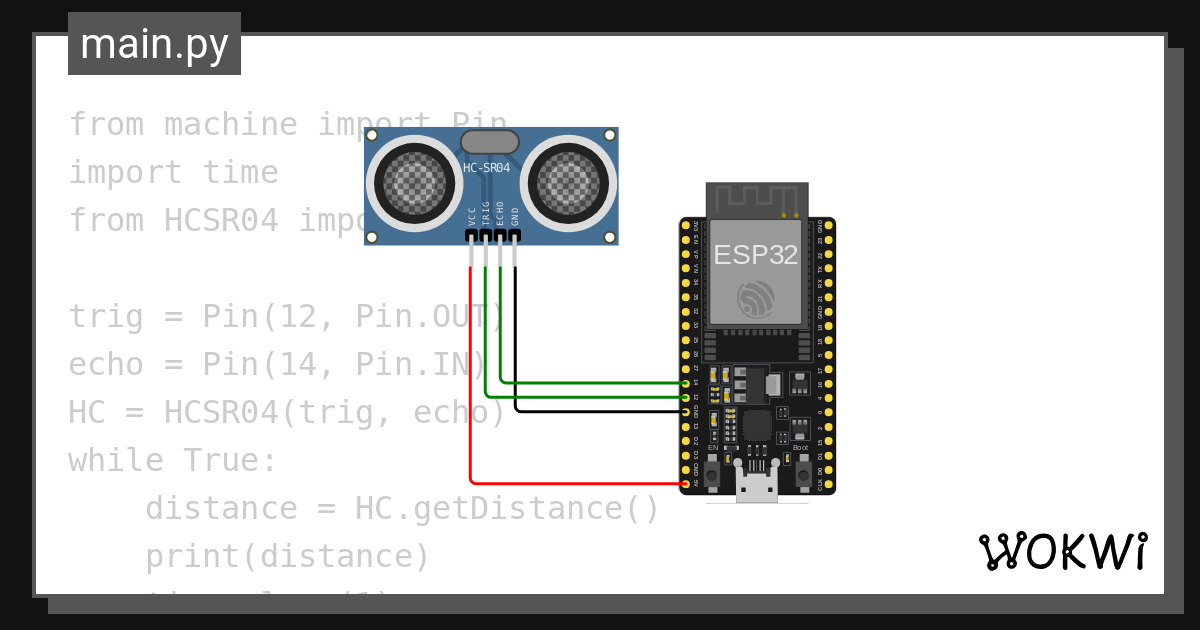 超声波传感器 调用 Wokwi Esp32 Stm32 Arduino Simulator 2387
