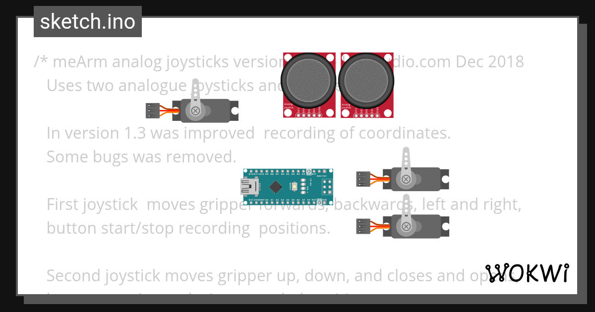 meArm - Wokwi ESP32, STM32, Arduino Simulator