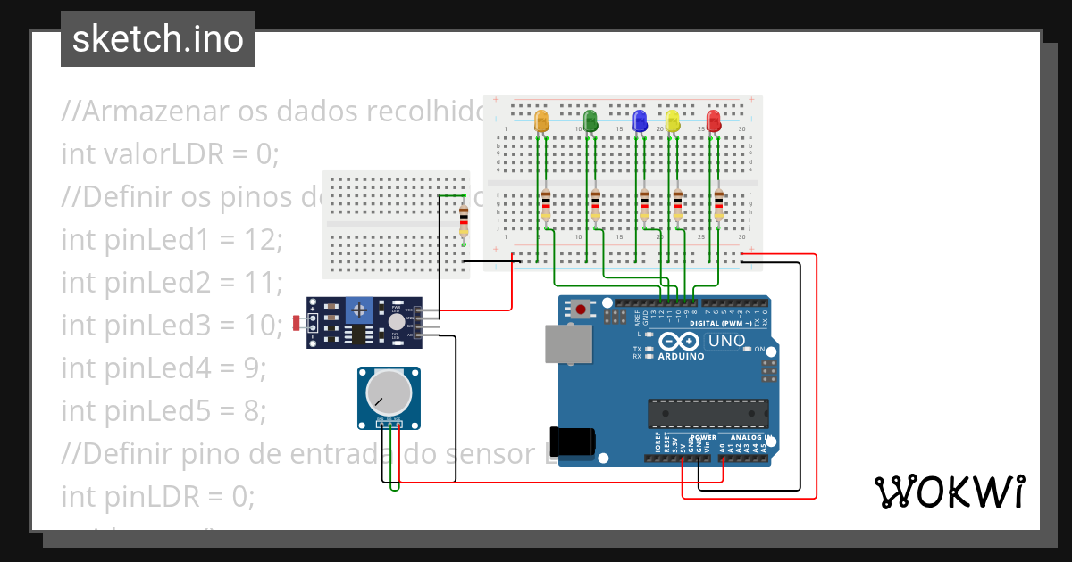 lDR POJECT LED - Wokwi ESP32, STM32, Arduino Simulator