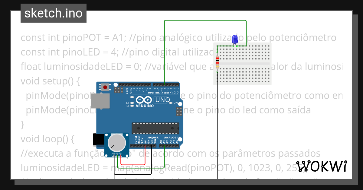 Iben Potenciómetro Para Uma Led Copy Wokwi Esp32 Stm32 Arduino 0580