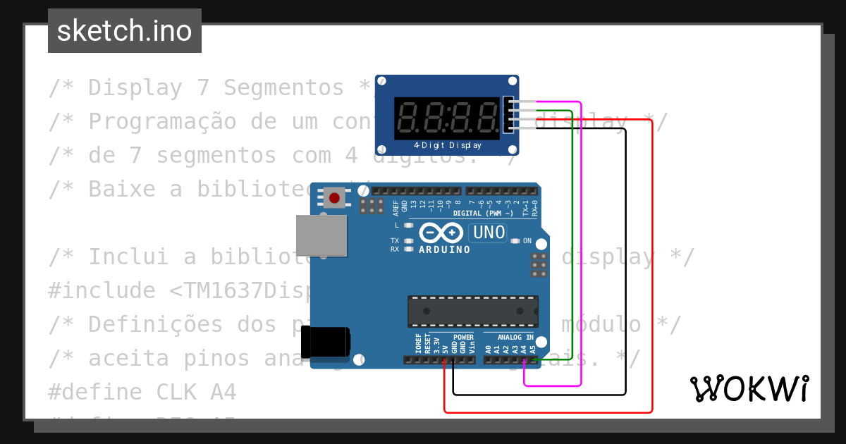 Display7 Segmentos Wokwi Esp32 Stm32 Arduino Simulator