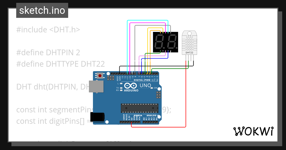 Temperature Display - Wokwi ESP32, STM32, Arduino Simulator