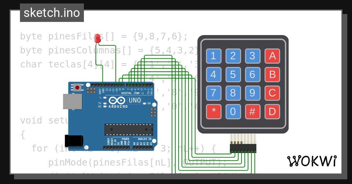 4x4 Matricial Prueba Wokwi Esp32 Stm32 Arduino Simulator