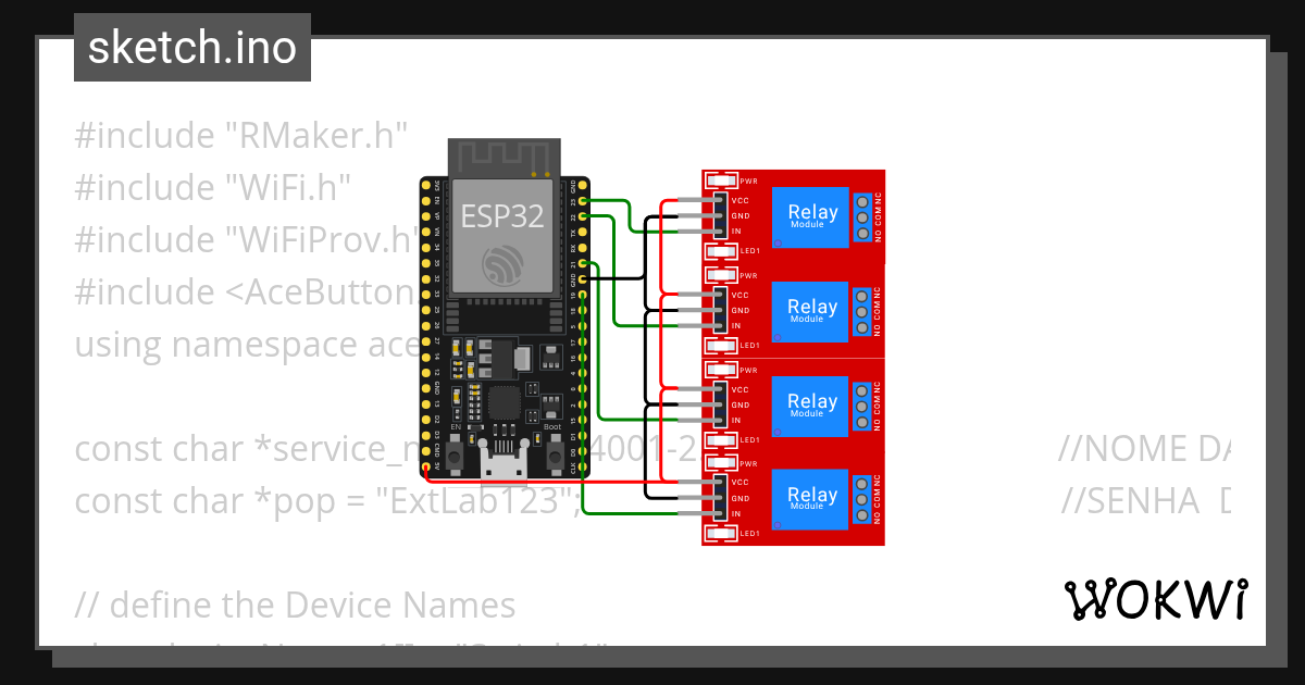 ANEXO 7 – Controle de cargas com ALEXA e ESP RAINMAKER. - Wokwi ESP32, STM32, Arduino Simulator