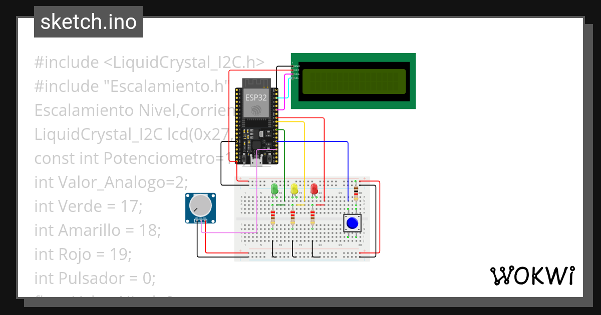 escalamiento con pantalla - Wokwi ESP32, STM32, Arduino Simulator
