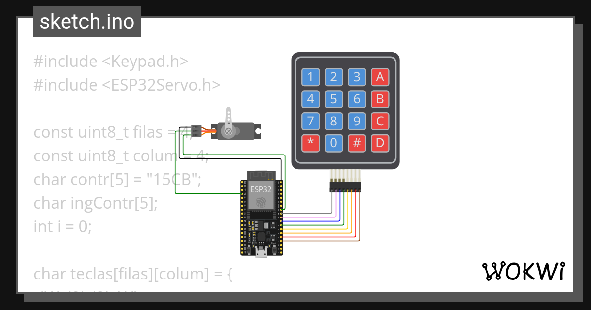 Puerta con contraseña - Wokwi ESP32, STM32, Arduino Simulator