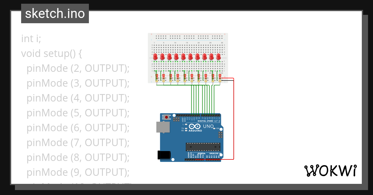RUNNING LED - Wokwi ESP32, STM32, Arduino Simulator
