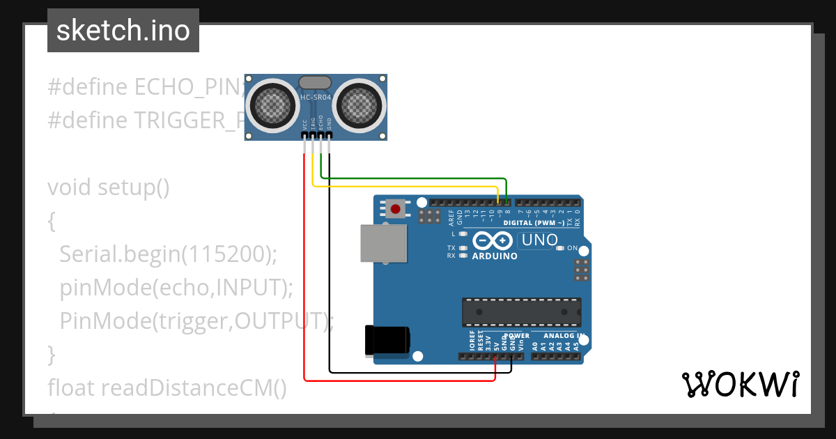 ultrasonic sensor using arduino - Wokwi ESP32, STM32, Arduino Simulator