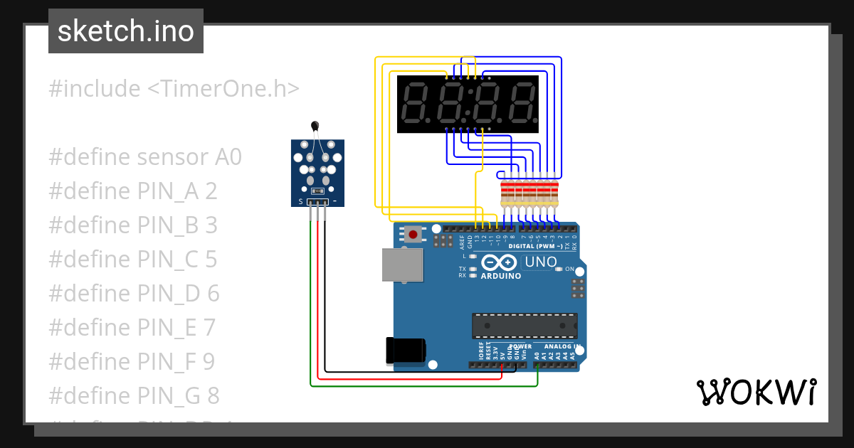 Sensor de Temperatura con Display 7 Segm - Wokwi ESP32, STM32, Arduino Simulator