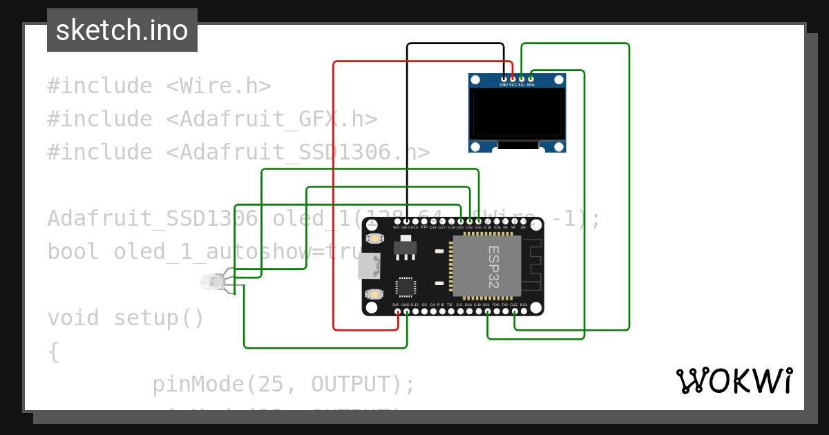 Práctica 1 Esp32 Oled1306 Wokwi Esp32 Stm32 Arduino Simulator 