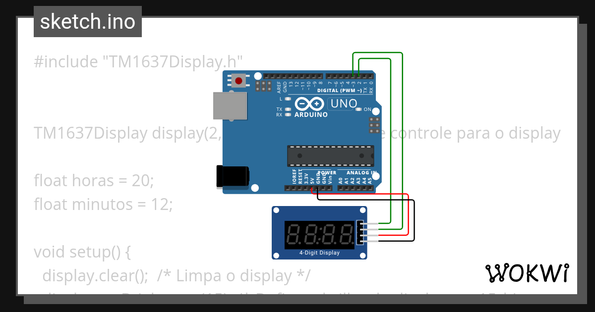 Tm1637 Relogio Wokwi Esp32 Stm32 Arduino Simulator 