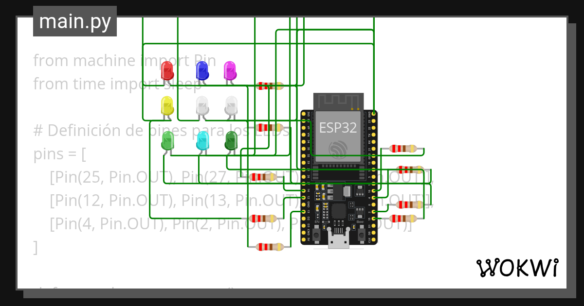 Matriz leds On'Off tarea - Wokwi ESP32, STM32, Arduino Simulator