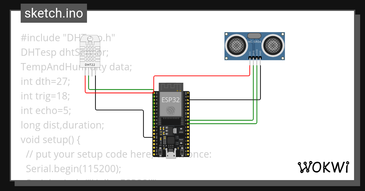 dht ultra sensor - Wokwi ESP32, STM32, Arduino Simulator
