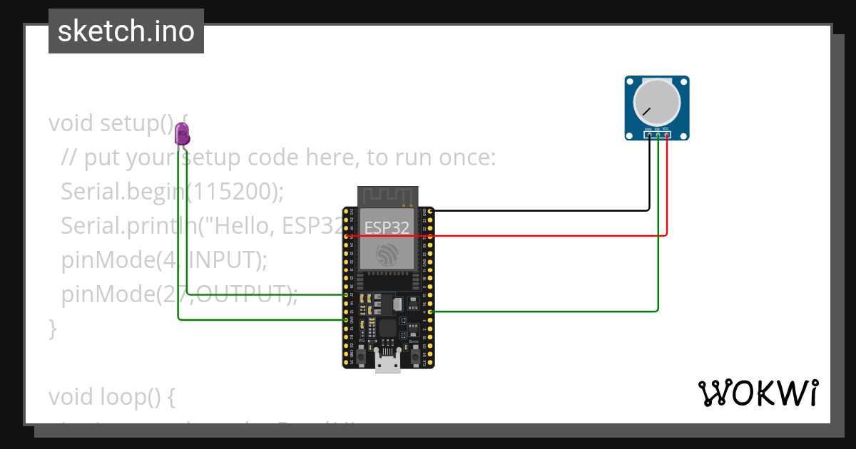 POTENTIOMETER - Wokwi ESP32, STM32, Arduino Simulator
