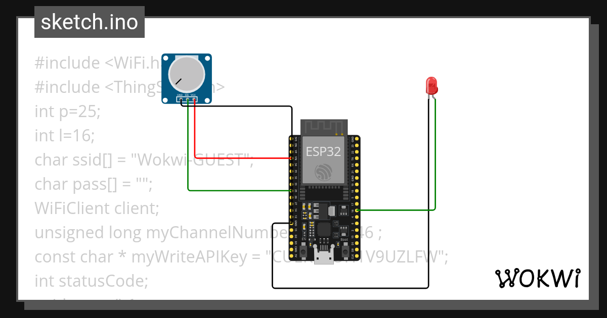 potentiometer sensor - Wokwi ESP32, STM32, Arduino Simulator