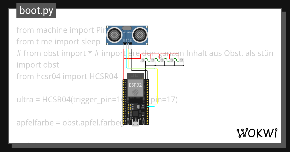 uP Nur Ultraschall 19.6. - Wokwi ESP32, STM32, Arduino Simulator