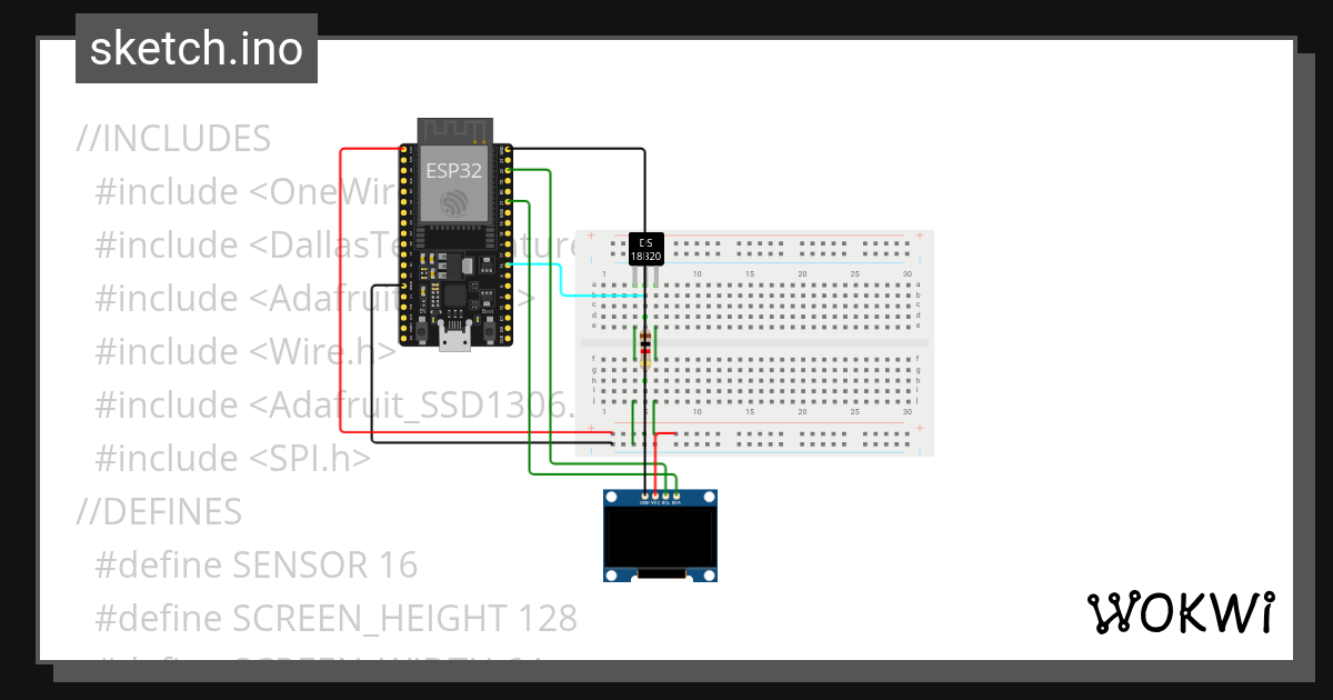Termometer with display - Wokwi ESP32, STM32, Arduino Simulator