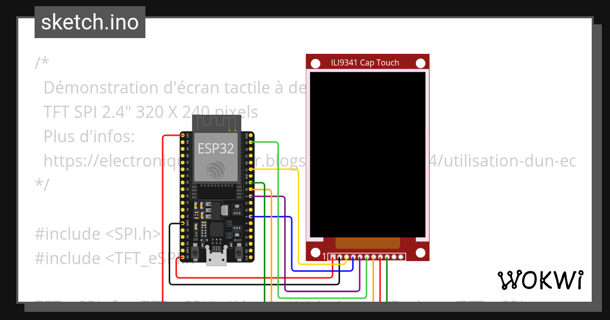 ILI 9341 et ESP32 - Wokwi ESP32, STM32, Arduino Simulator