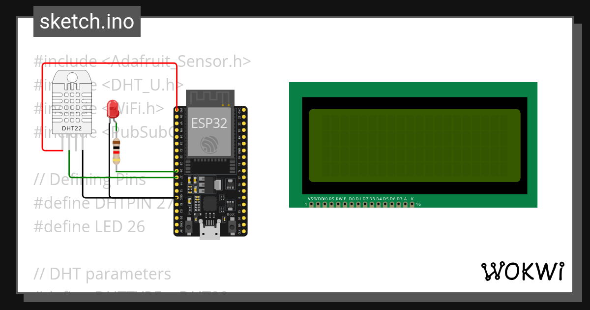MQTT Sensor and LCD - Wokwi ESP32, STM32, Arduino Simulator