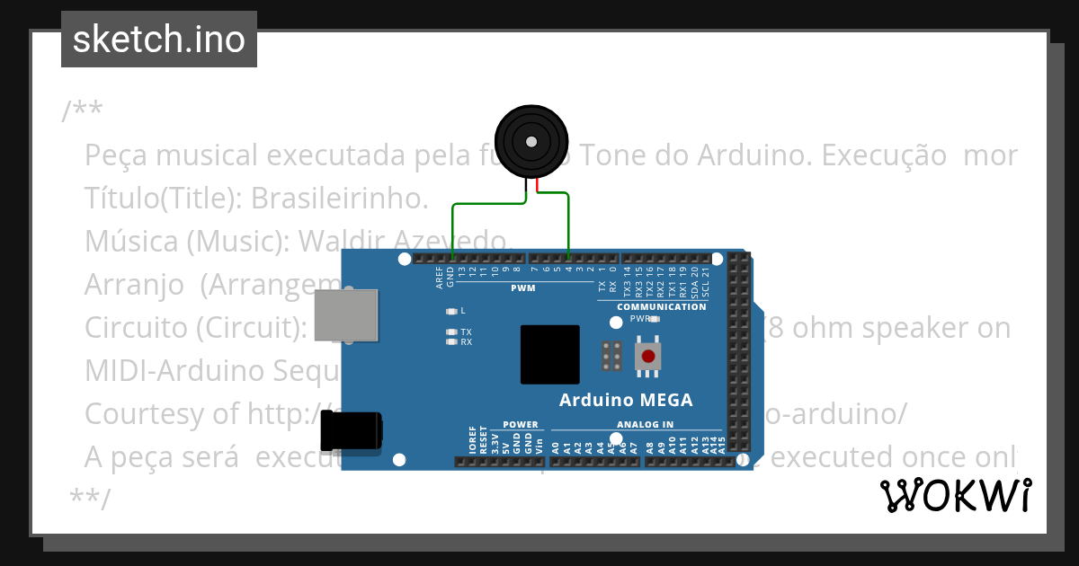 Arduino Mega com Brasileirinho - Wokwi ESP32, STM32, Arduino Simulator