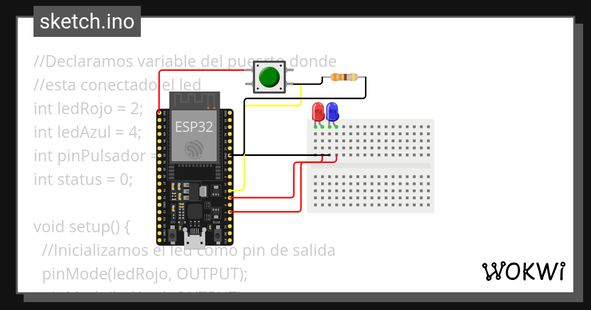 Patrullita pulsador - Wokwi ESP32, STM32, Arduino Simulator
