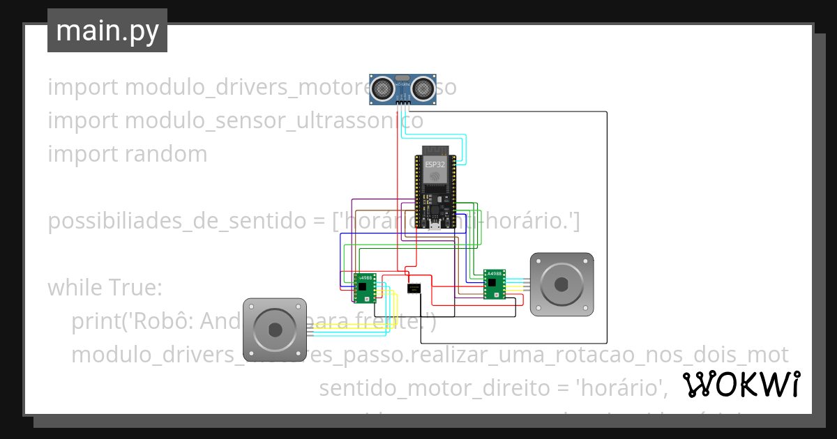 Sistema Completo Do Robô Smars Sensor Ultrassónico Wokwi Esp32 3257