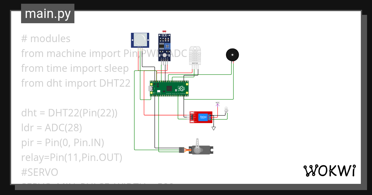 Raspberry Pi Pico DHT11 and Buzzer Copy - Wokwi ESP32, STM32, Arduino Simulator