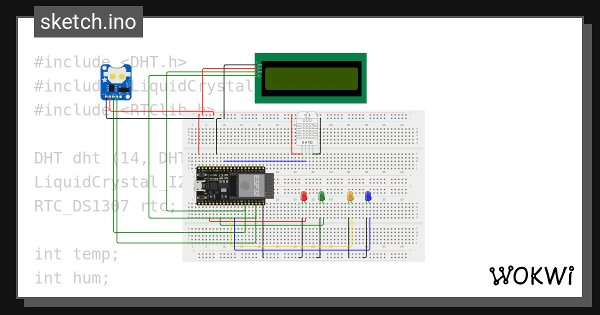 Prj171 Dht Sensor Lcd Rtc Copy Wokwi Esp32 Stm32 Arduino Simulator