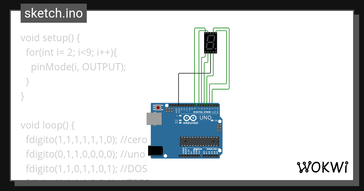 proyecto 2 nuemero del 0 a 9 - Wokwi ESP32, STM32, Arduino Simulator