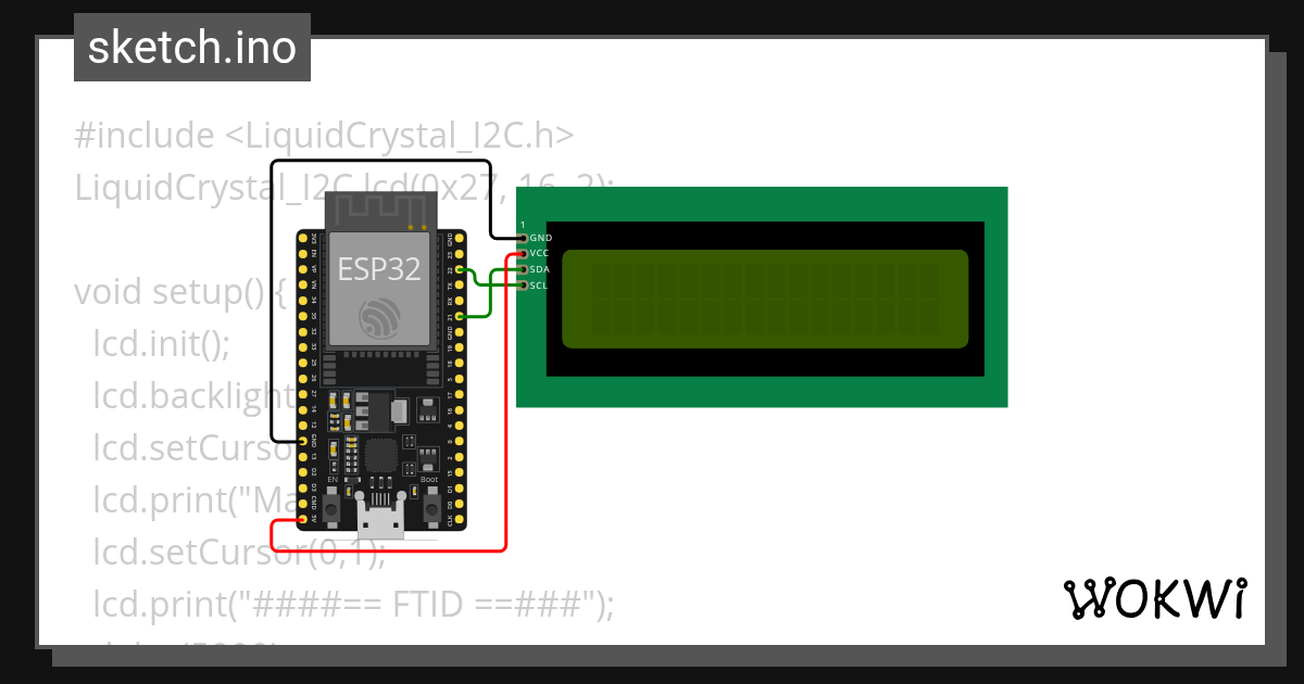 PT11 IOT - ESP32 & LCD 16(I2C) - Wokwi ESP32, STM32, Arduino Simulator