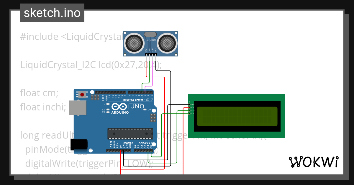 Ultrasonic Distance - Wokwi ESP32, STM32, Arduino Simulator