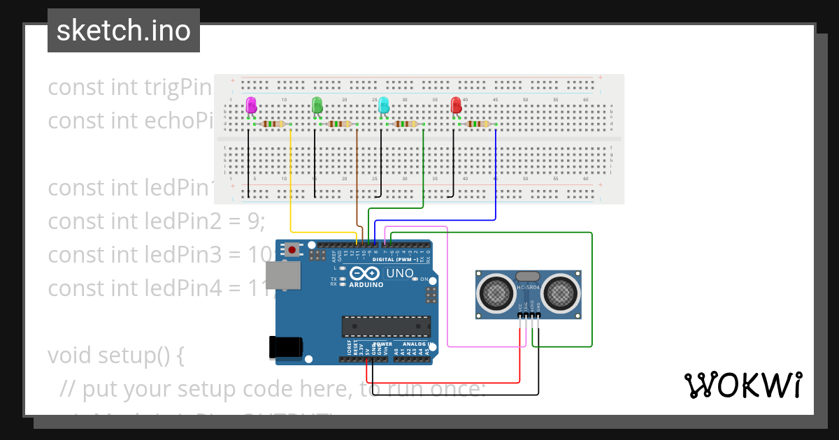 Ultrasonic With Leds Wokwi Esp32 Stm32 Arduino Simulator 5351