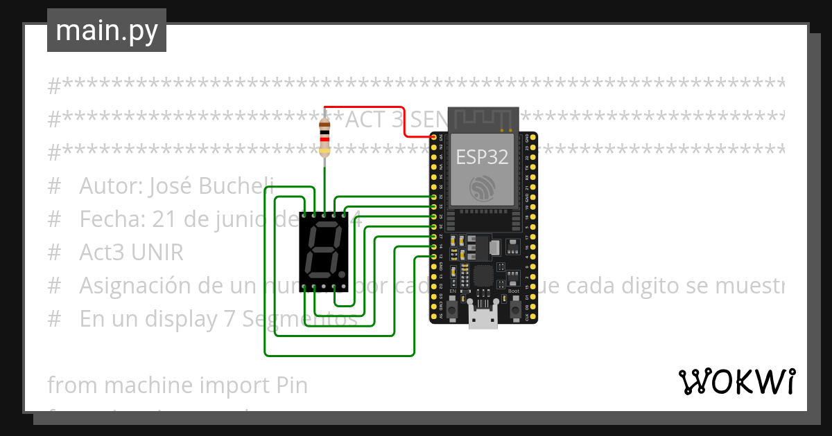 7Seg_Nombre - Wokwi ESP32, STM32, Arduino Simulator