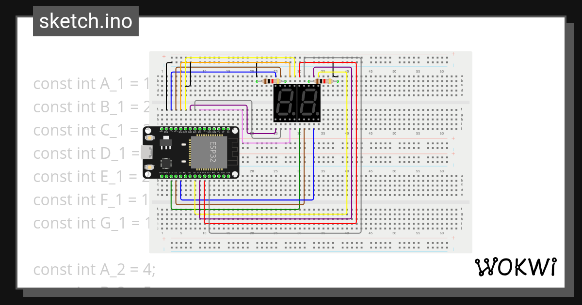 7 segmentosx2 Copy Gabi - Wokwi ESP32, STM32, Arduino Simulator