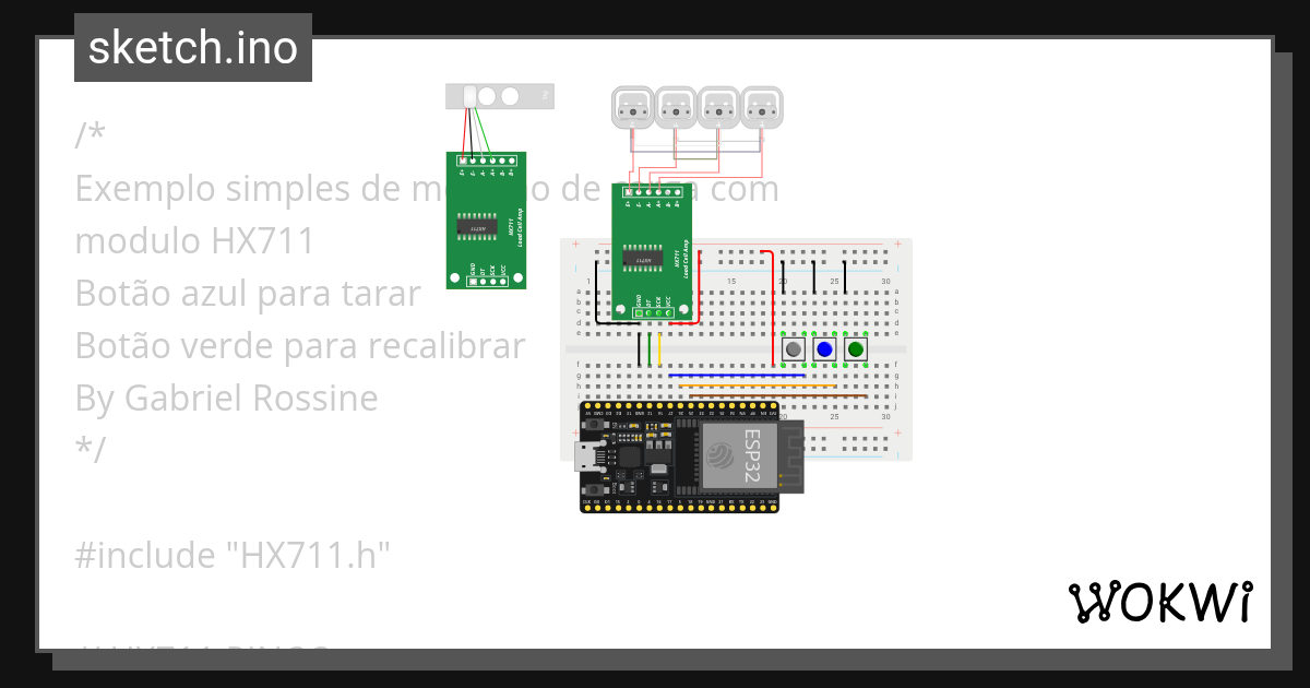 Exemplo simples celula de carga - Wokwi ESP32, STM32, Arduino Simulator