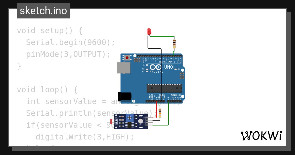 光敏電阻led變化 Wokwi Esp32 Stm32 Arduino Simulator