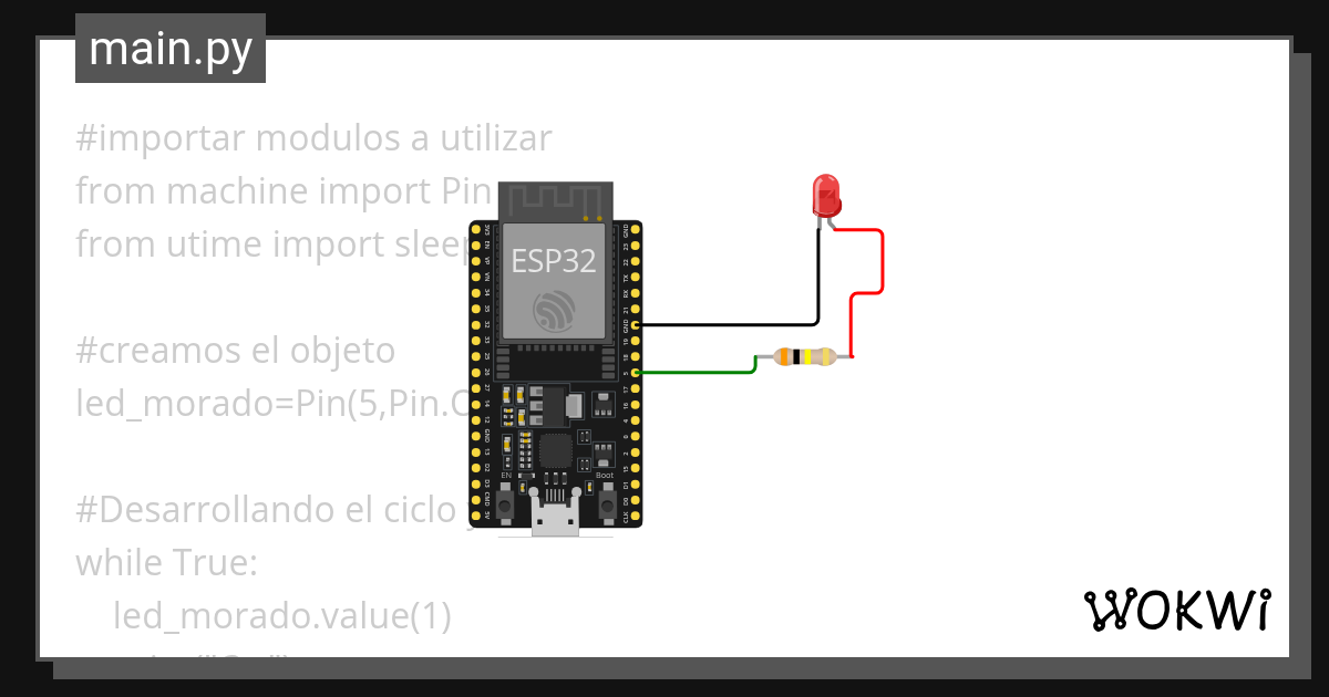 Práctica 1 led morado - Wokwi ESP32, STM32, Arduino Simulator