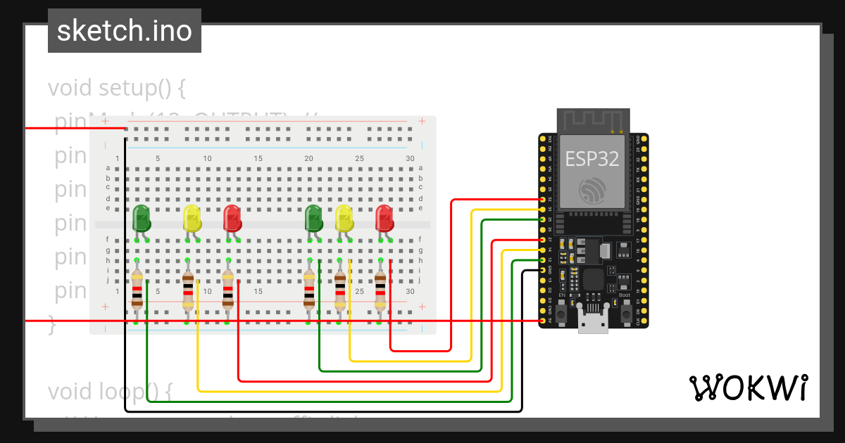 ไฟแดงไฟเขียว 64435 เลขที่34 - Wokwi ESP32, STM32, Arduino Simulator